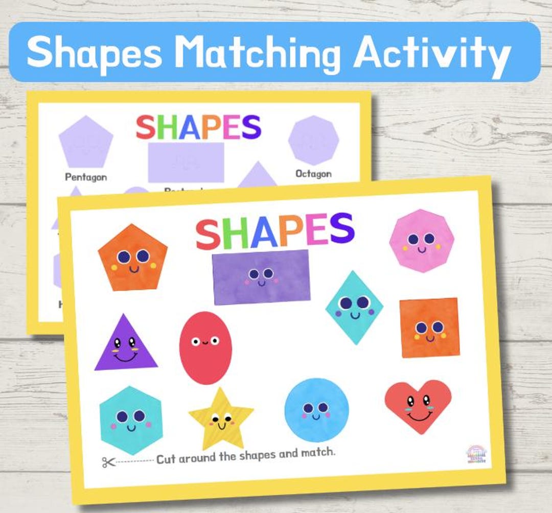 Shapes Matching Activity Game, Math Shapes for Toddlers, Develop ...