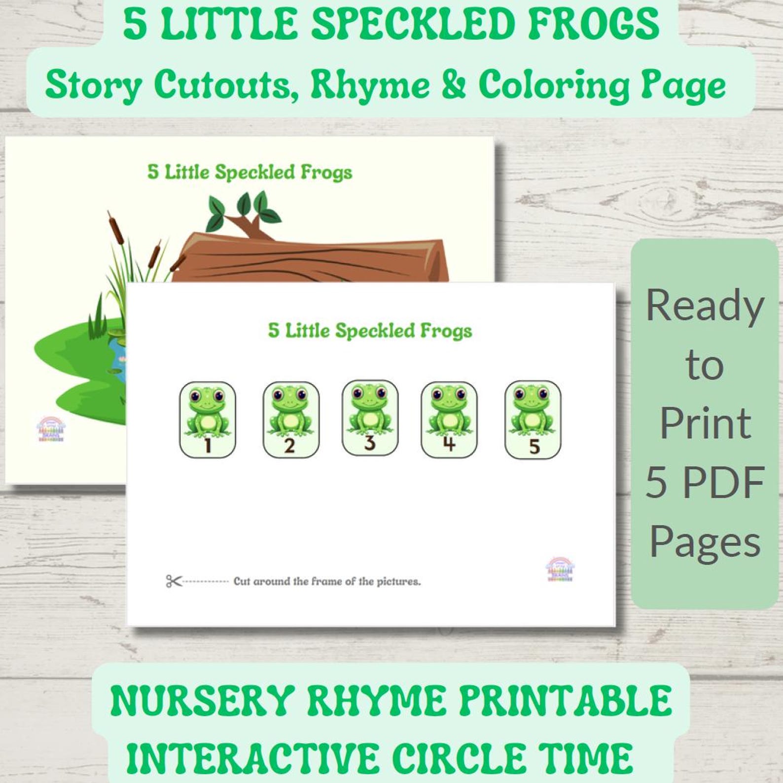 Circle Time Nursery Rhyme Props, 5 Little Speckled Frogs Act Out Story ...