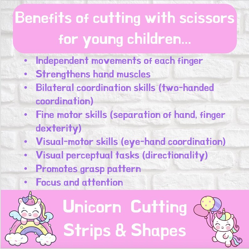 Unicorn Cutting Strips & Shapes, Sharpen Cutting Skills, Develop Fine ...
