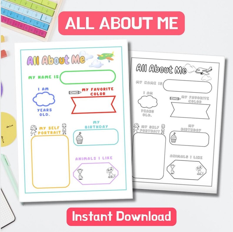 All About Me Worksheet for Kids, Fun First Day of School Icebreaker ...