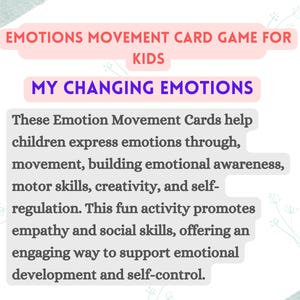 Emotion Movement Card Game for Kids, Express Feelings, Identifying ...