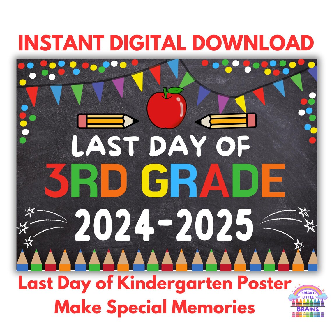 Last Day of 3rd Grade Sign, End of School Year Printable Photo Prop ...