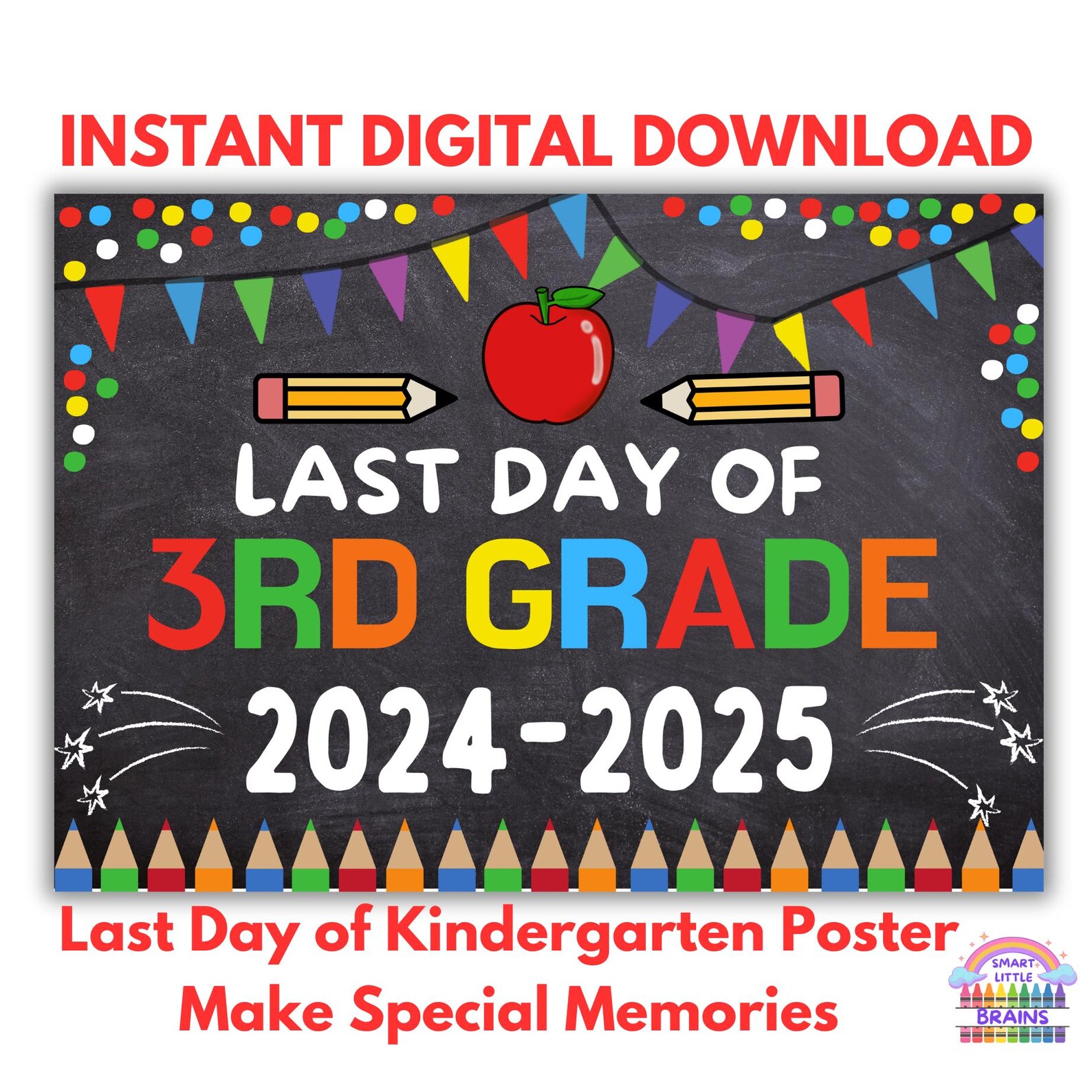 Last Day of 3rd Grade Sign, End of School Year Printable Photo Prop ...