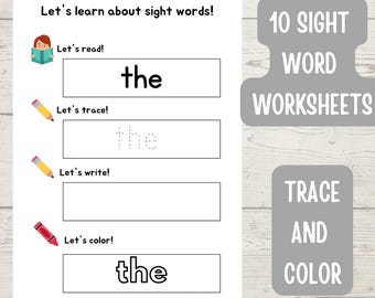 Sight Word Read & Trace - Etsy