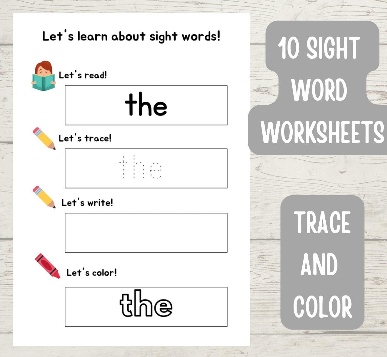 Sight Word Worksheets for Kids Read Trace Write Color Sight Word ...