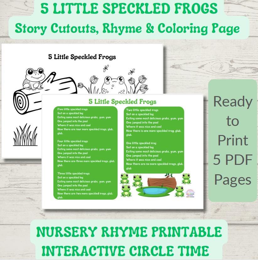 Circle Time Nursery Rhyme Props, 5 Little Speckled Frogs Act Out Story ...