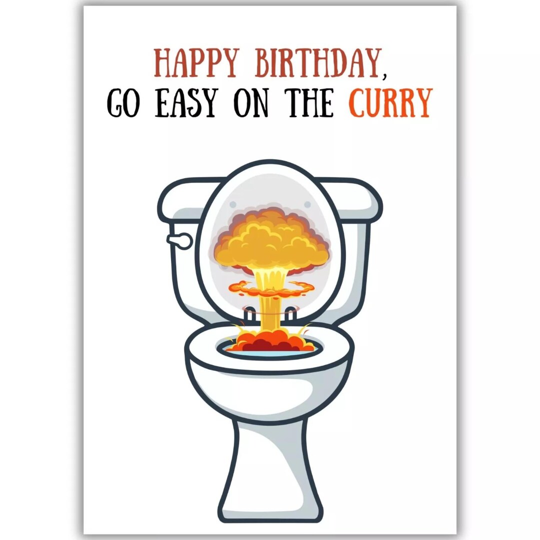 Funny Birthday Card, Curry, Toilet Humour, Adult Rude, for Dad, Friend ...