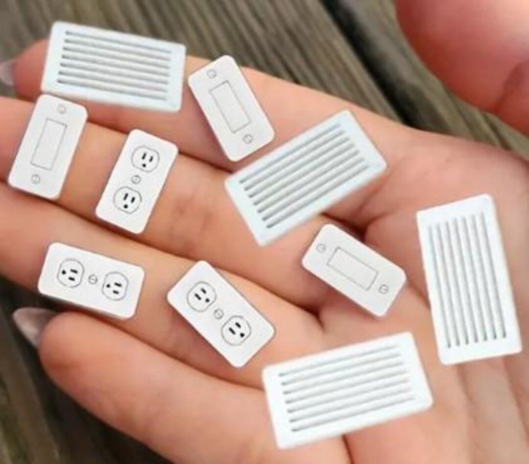 Miniature Power Outlets Light Switches and Ventilation Grilles for Doll ...