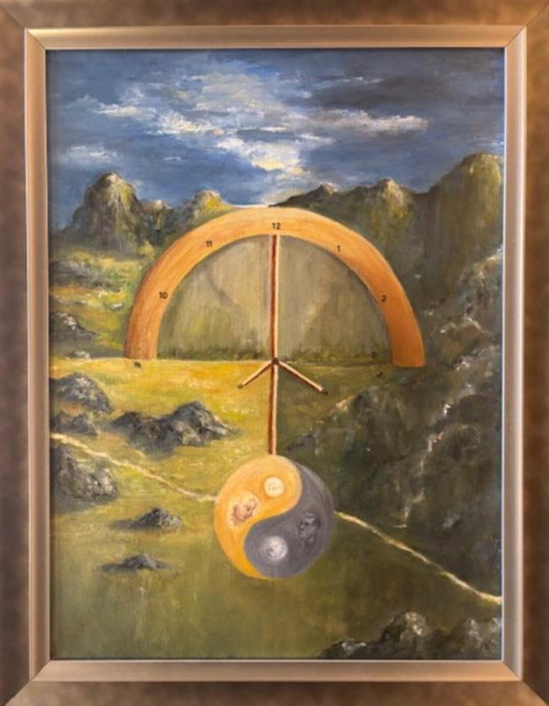 Scottish Highlands Painting: Yin Yang Clock Pendulum, Symbolic Art ...