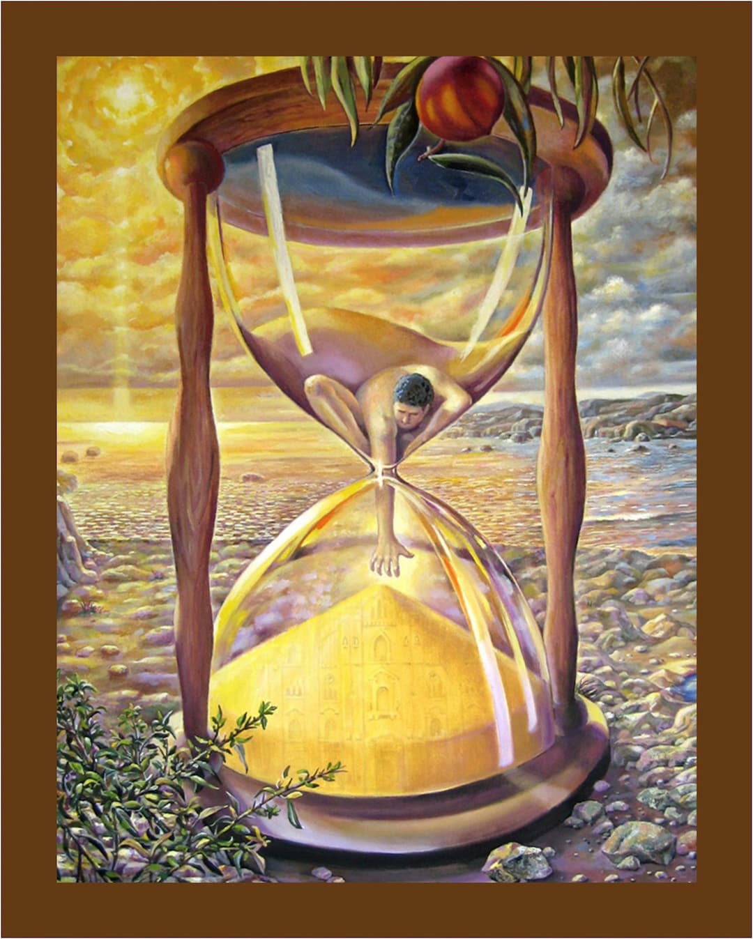 Hourglass Art Print, Living in Moment Symbolic Art Print, Hourglass ...