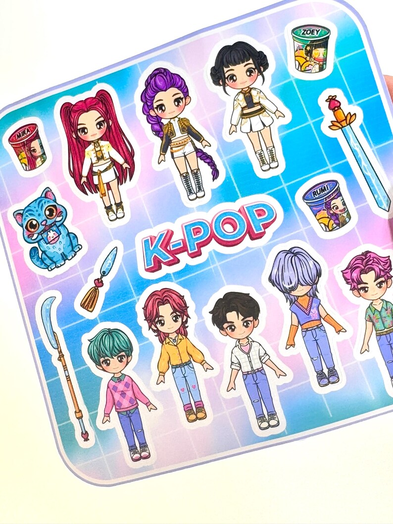 Chibi Style K-pop Demon Hunter Sticker Set Kids Creative Play Travel ...