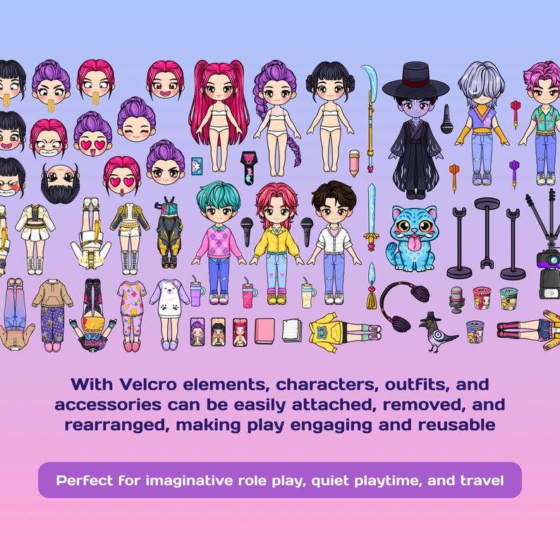 Chibi K-pop Demon Hunter Smart Book Quiet Play Kids Travel Activity ...