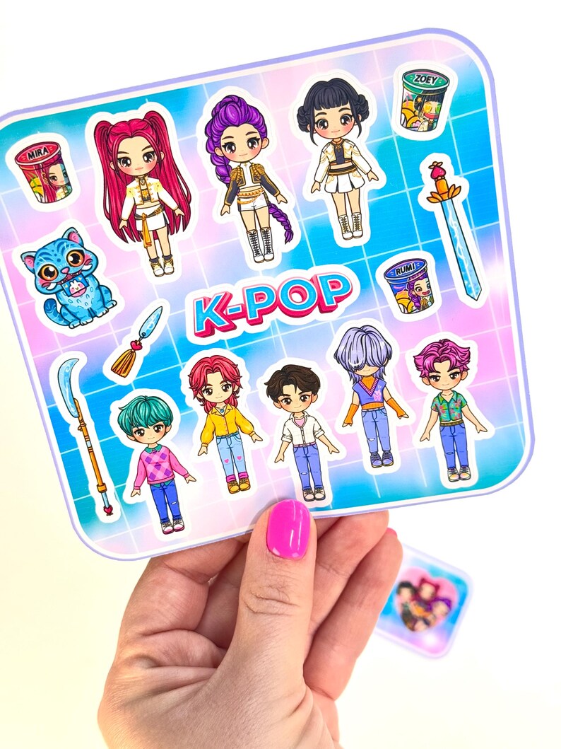 Chibi Style K-pop Demon Hunter Sticker Set Kids Creative Play Travel ...