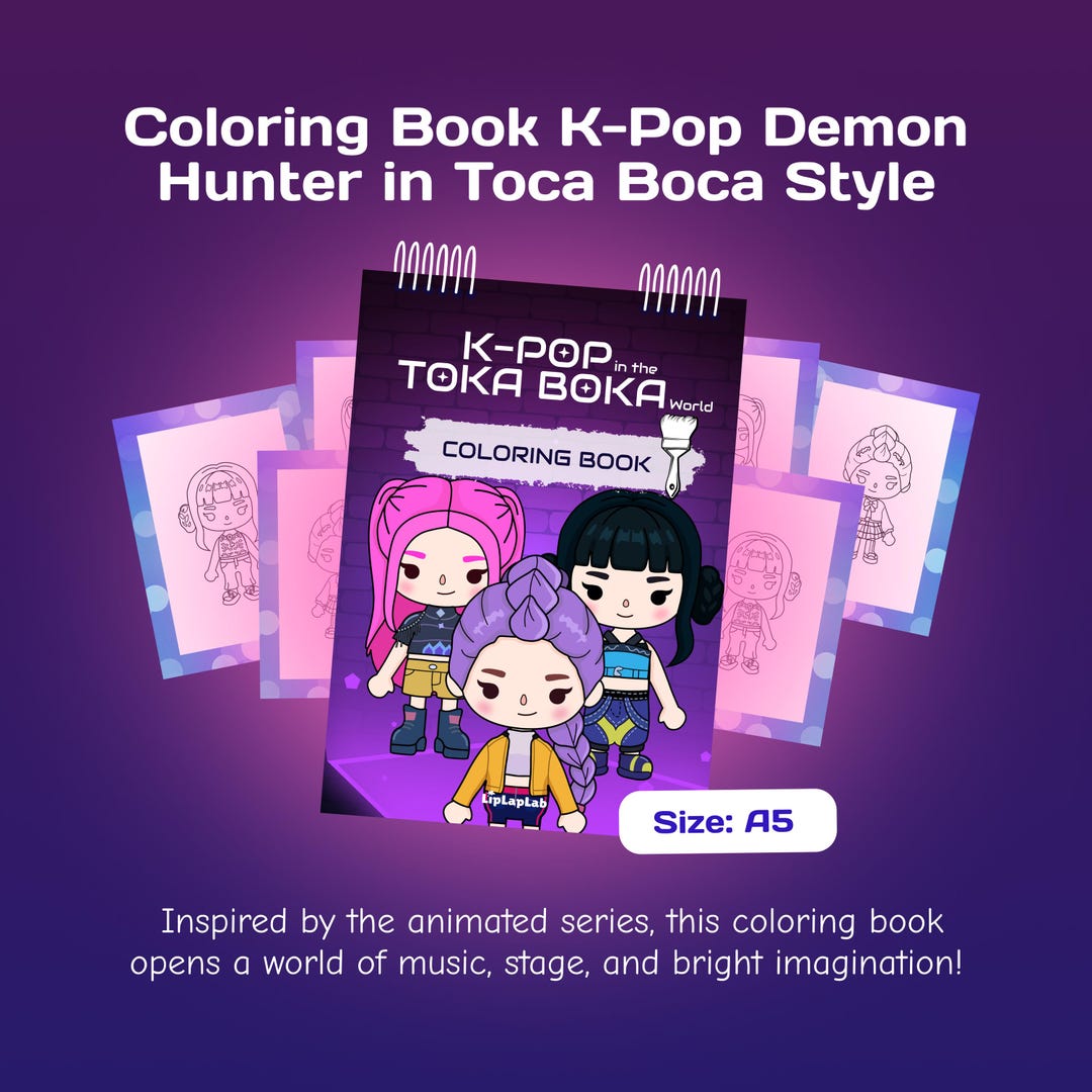 Toca Boca K-pop Demon Hunter Coloring Book Fun Creative Kids Gift - Etsy