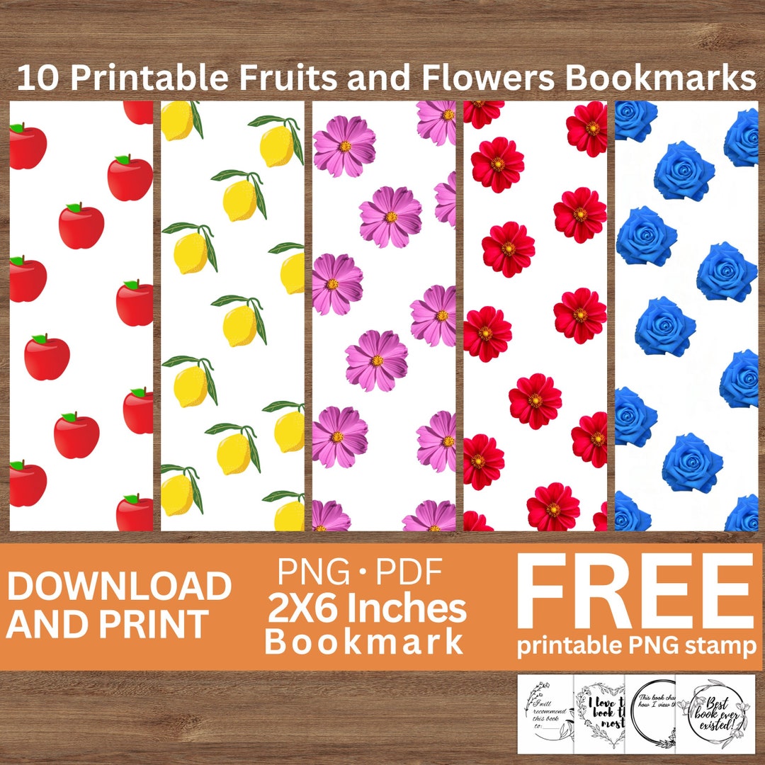 Fruits and Flowers Printable Bookmarks, Coquette Bookmark, Summer ...