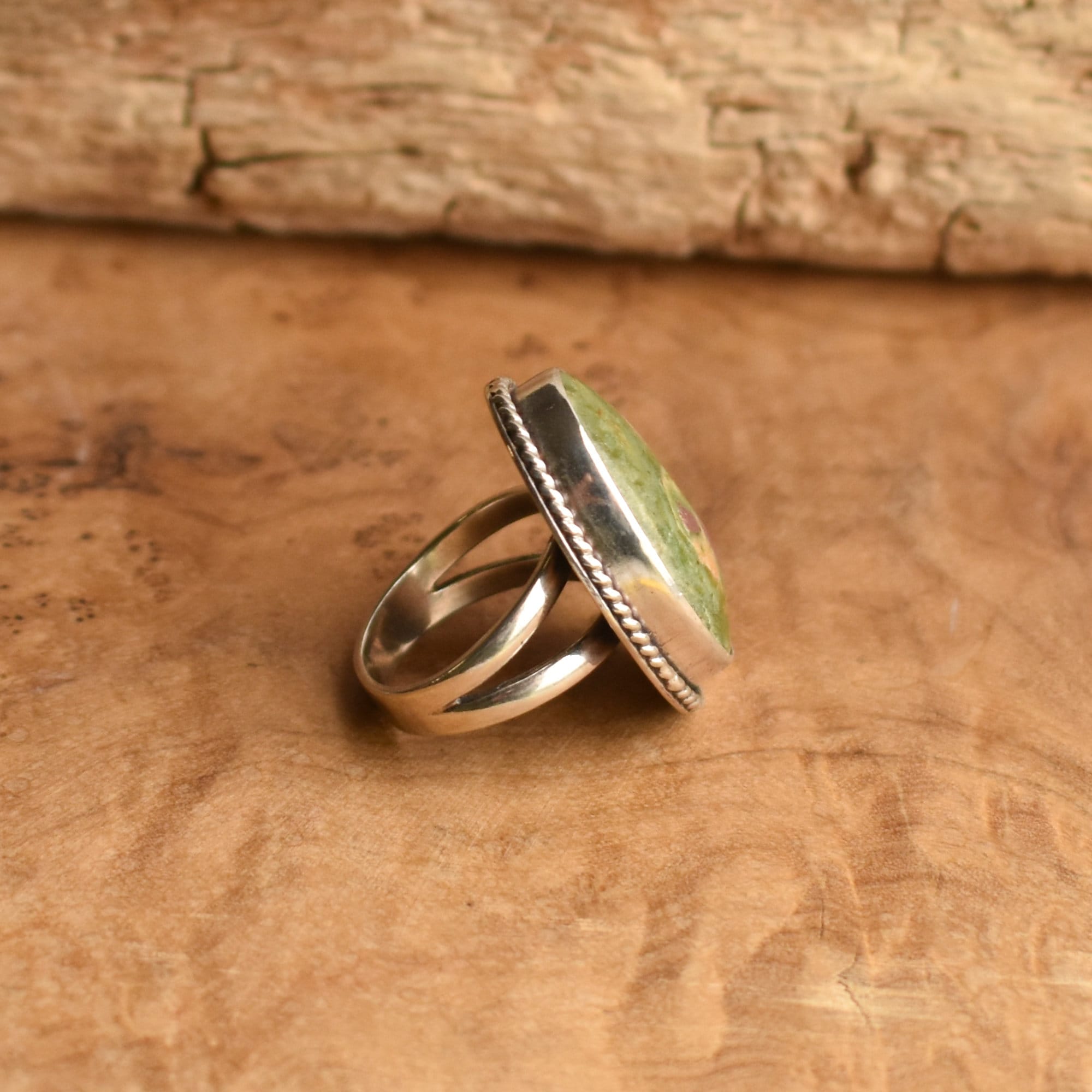 Ruby in Fuchsite Ring - Choose Your Stone - .925 Sterling Silver - Big ...