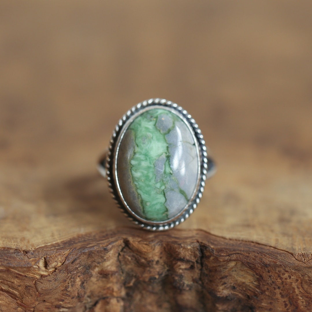 Green Variscite Sterling Silver Ring - Silversmith Boho Jewelry - Etsy