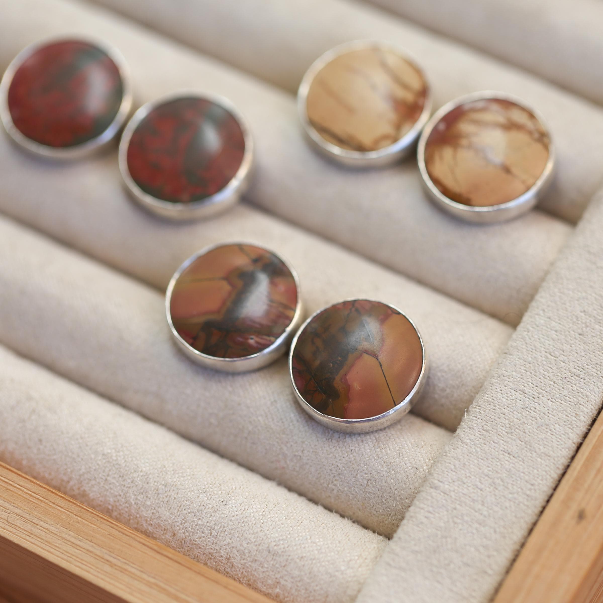 Red Creek Jasper Big Posts - Sterling Silver - Round Jasper Studs ...