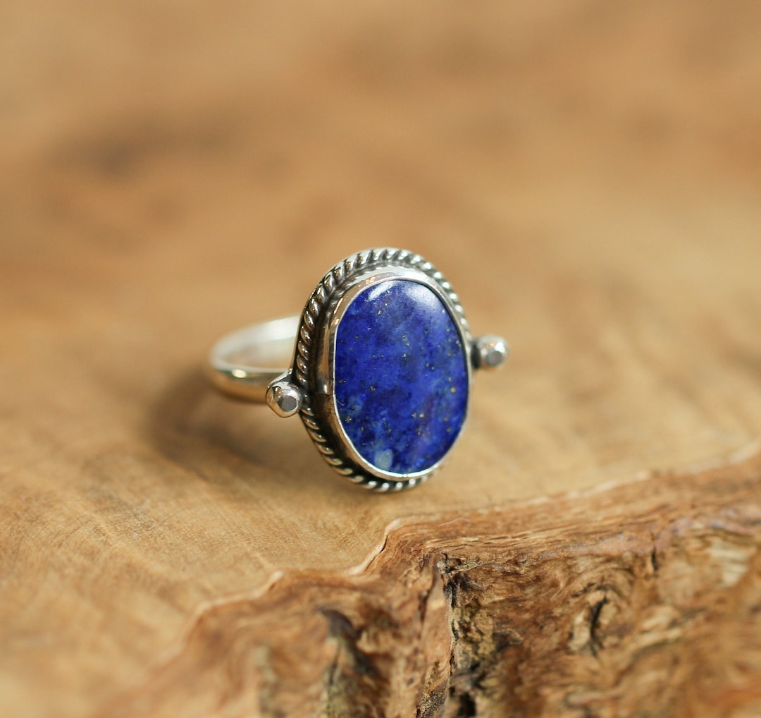 Blue Lapis Lasso Ring - Silversmith Ring - Lapis Lazuli Ring - Feminine ...