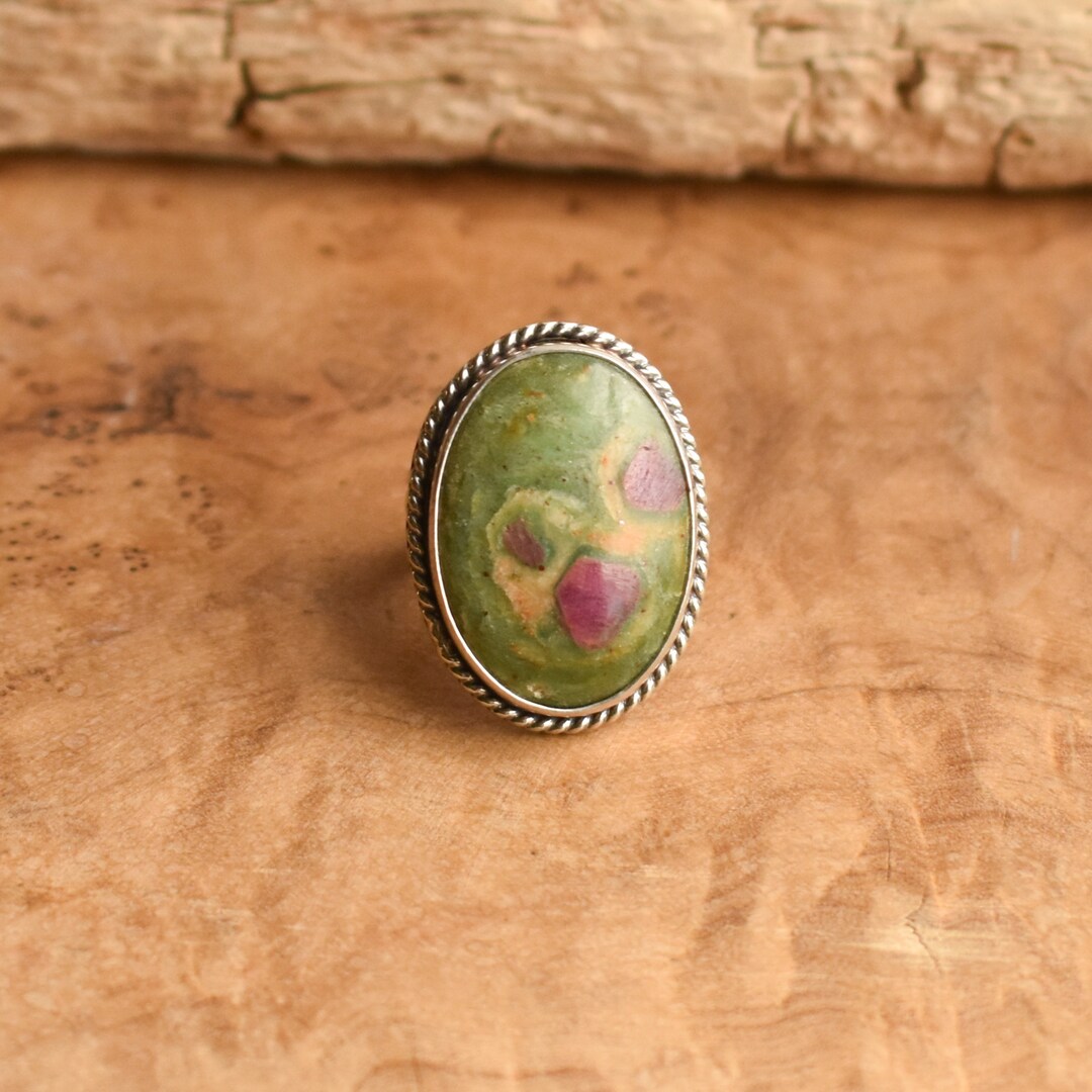 Ruby in Fuchsite Ring - Choose Your Stone - .925 Sterling Silver - Big ...