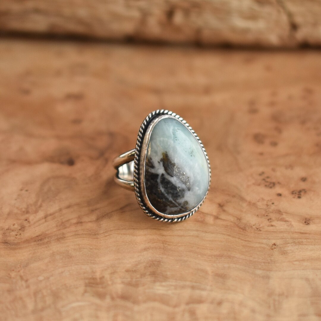 Amazonite Boho Ring - Mint Colored Ring - Unique Silversmith ...