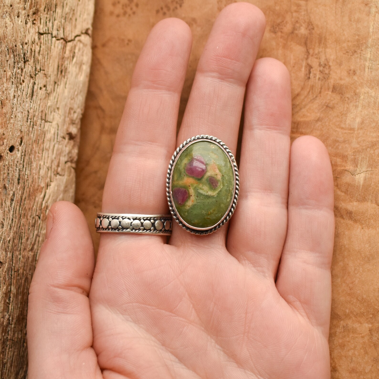 Ruby in Fuchsite Ring - Choose Your Stone - Sterling Silver Boho Ring ...
