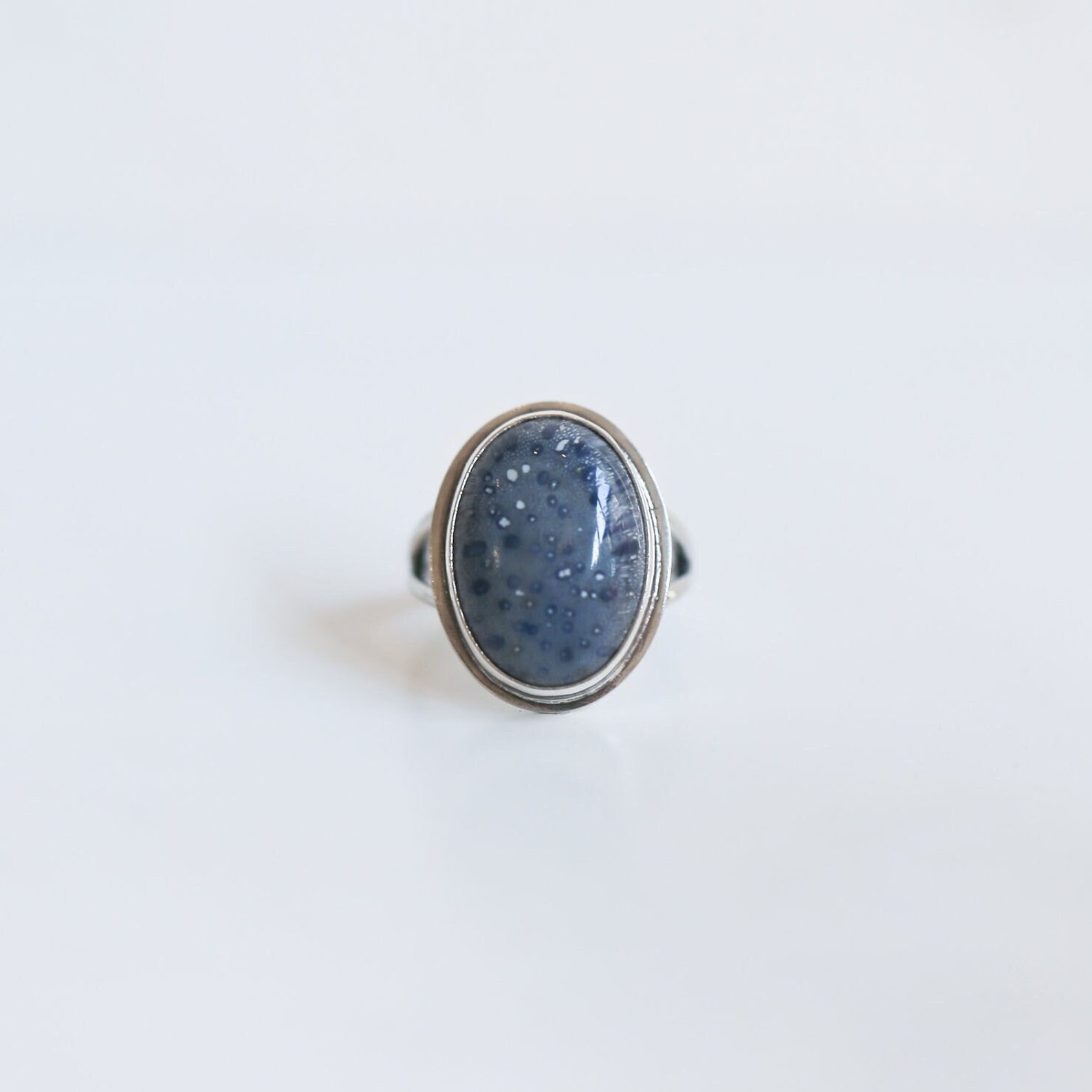 Blue Sponge Coral Ring - .925 Sterling Silver - Cornflower Blue Coral ...