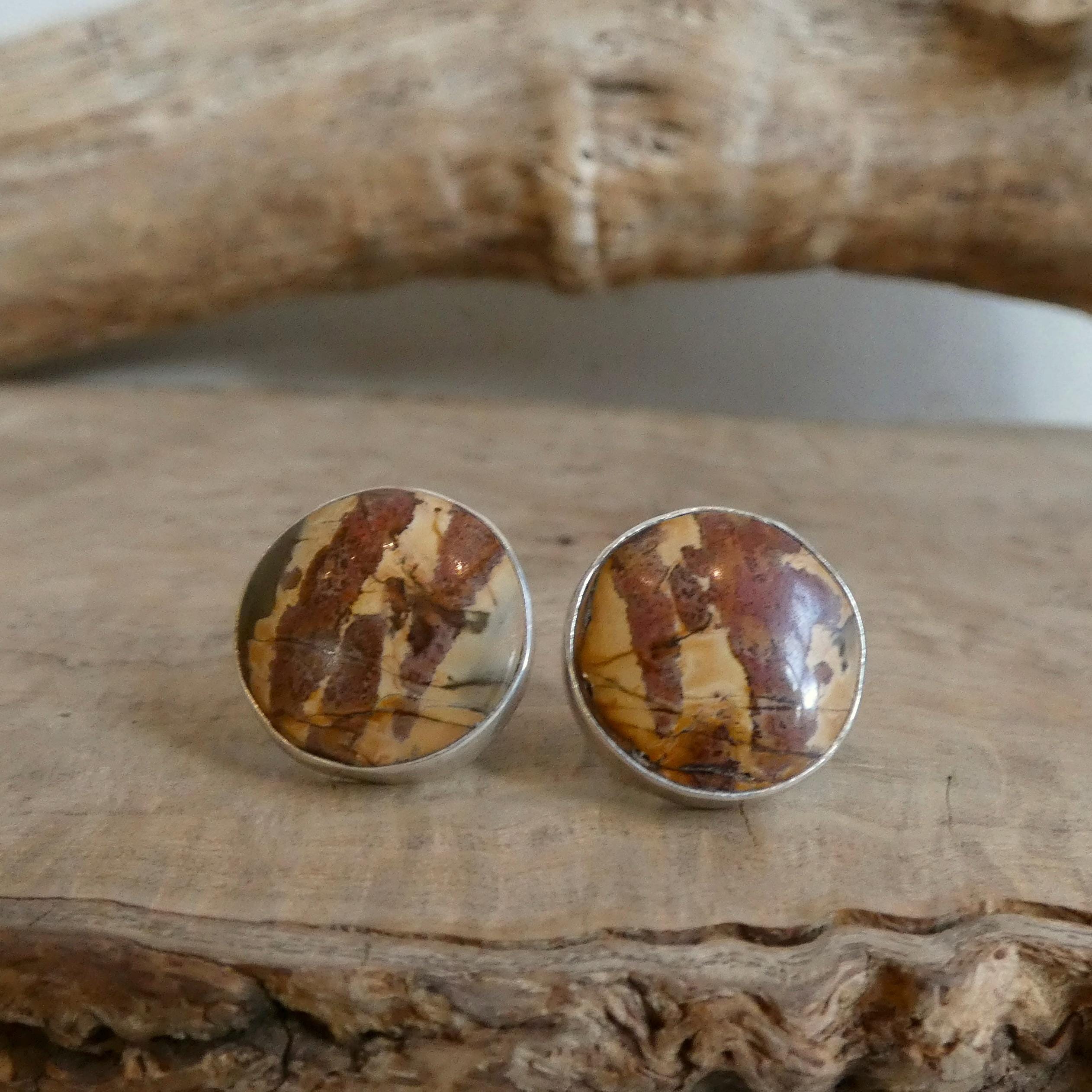 Red Creek Jasper Big Posts - Sterling Silver - Round Jasper Studs ...