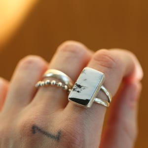 White Buffalo Statement Ring - White Buffalo Rectangle Ring ...