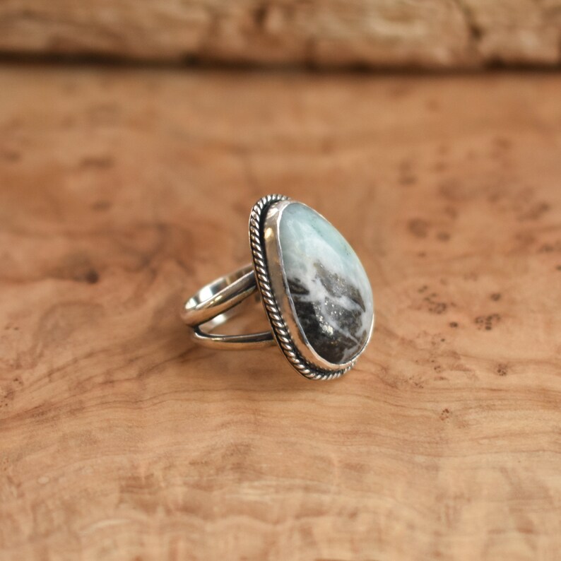 Amazonite Boho Ring - Mint Colored Ring - Unique Silversmith ...