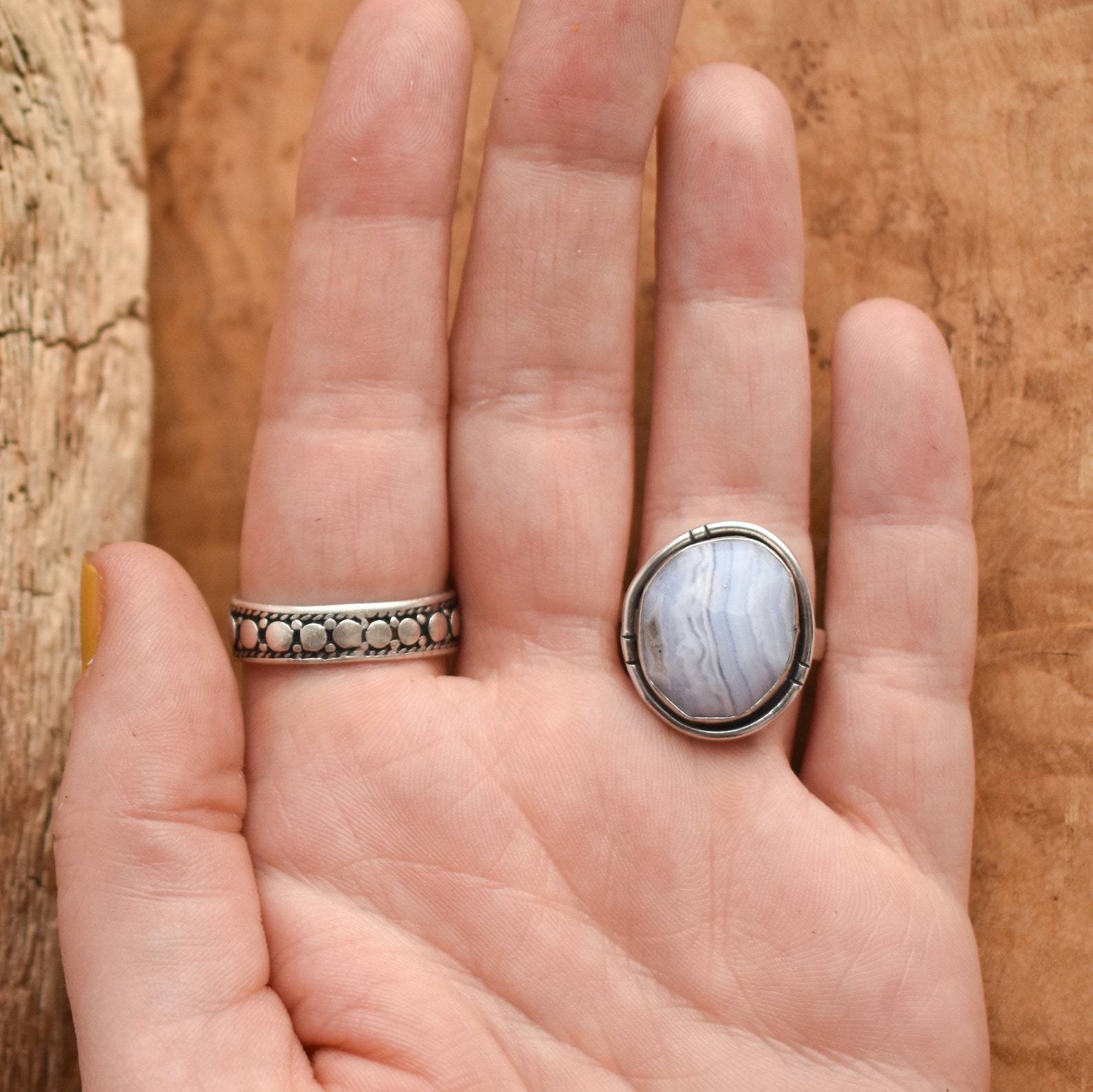 Blue Lace Agate Ring - Chunky Boho Ring - Sterling Silver - .choose ...