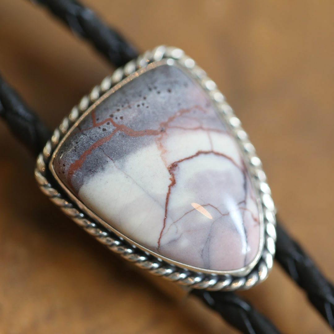 Ready to Ship Bolo Tie in Porcelain Jasper .925 Sterling Silver Bolo ...