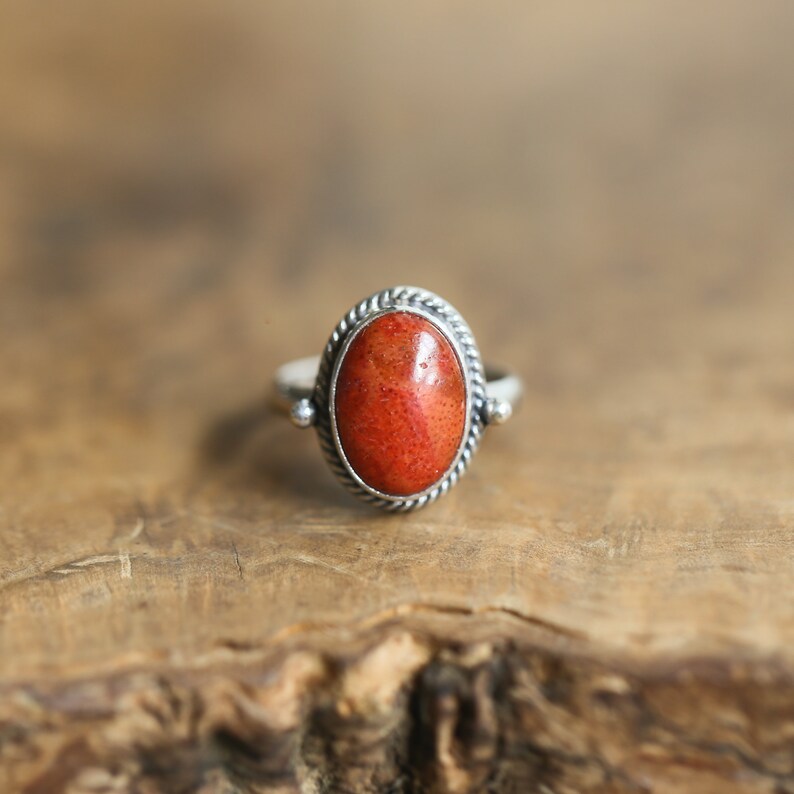 Red Sponge Coral Lasso Ring Silversmith Ring Western Red - Etsy
