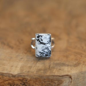 White Buffalo Statement Ring - White Buffalo Rectangle Ring ...