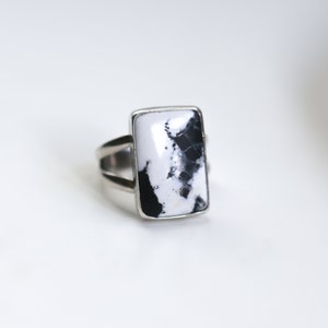 White Buffalo Statement Ring White Buffalo Rectangle Ring Silversmith ...