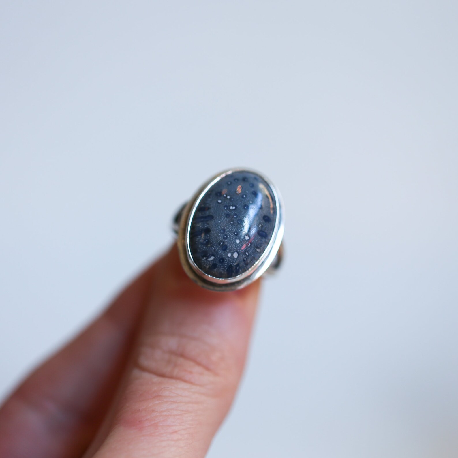 Blue Sponge Coral Ring - .925 Sterling Silver - Cornflower Blue Coral ...