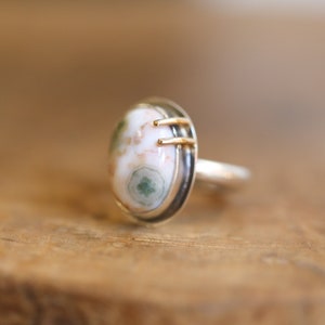 Ocean Jasper Ring - Choose Your Own Stone - Solid 14K Gold Prongs ...