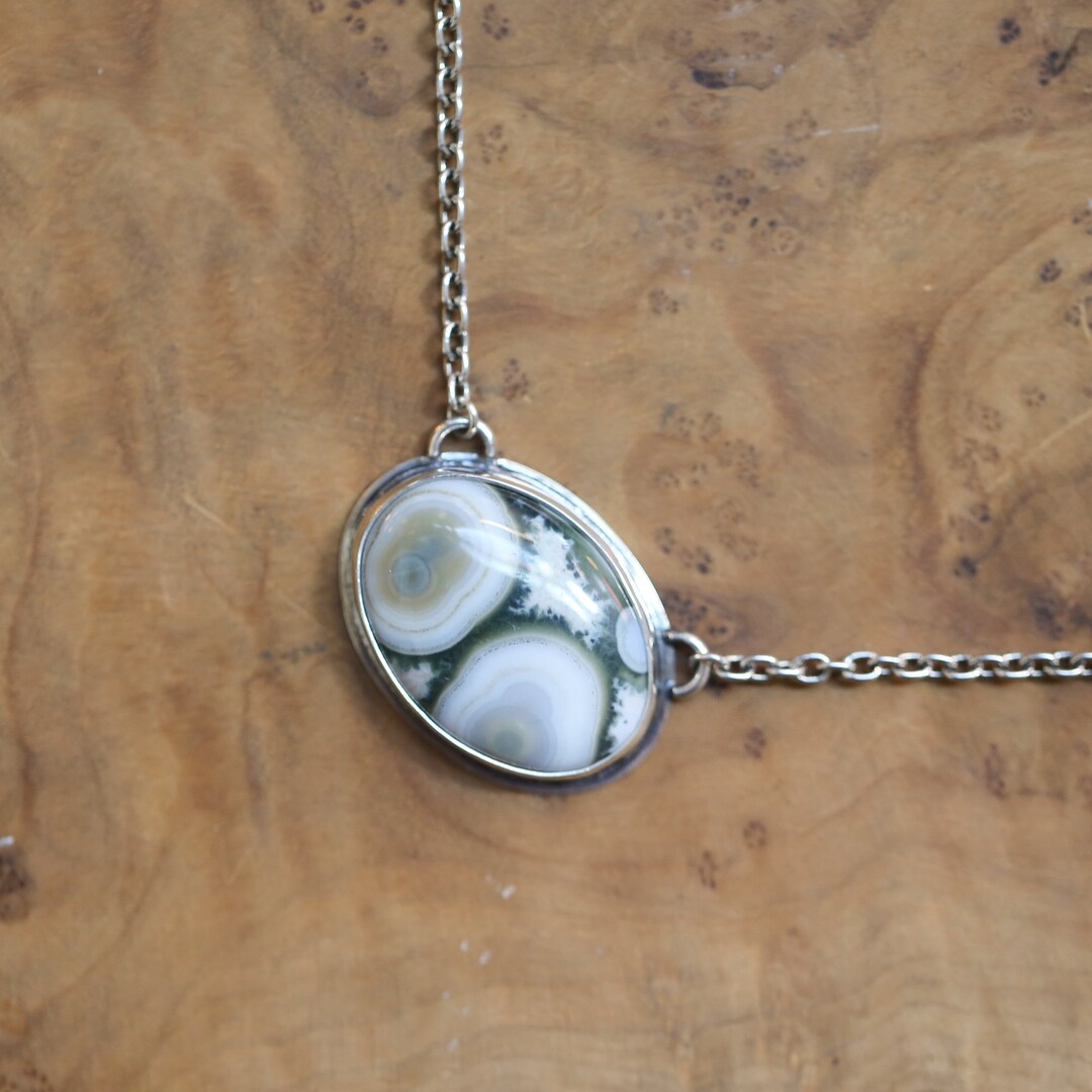 Custom Ocean Jasper East-west Center Stone Necklace - .925 Silversmith ...