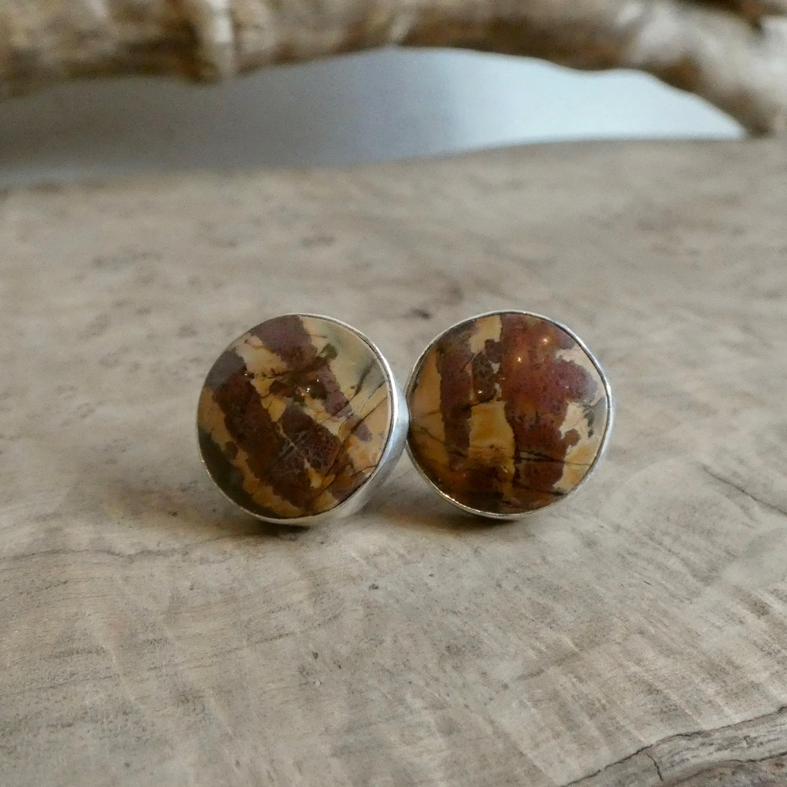Red Creek Jasper Big Posts - Sterling Silver - Round Jasper Studs ...