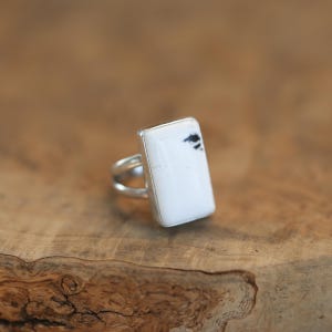White Buffalo Statement Ring - White Buffalo Rectangle Ring ...