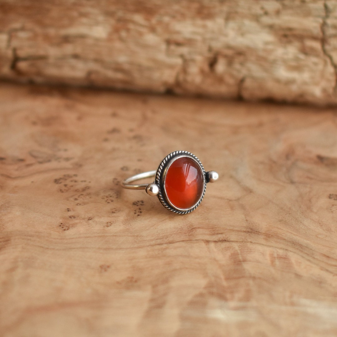 Red Agate Delica Ring - Silversmith Ring - Red Agate Ring - Feminine ...