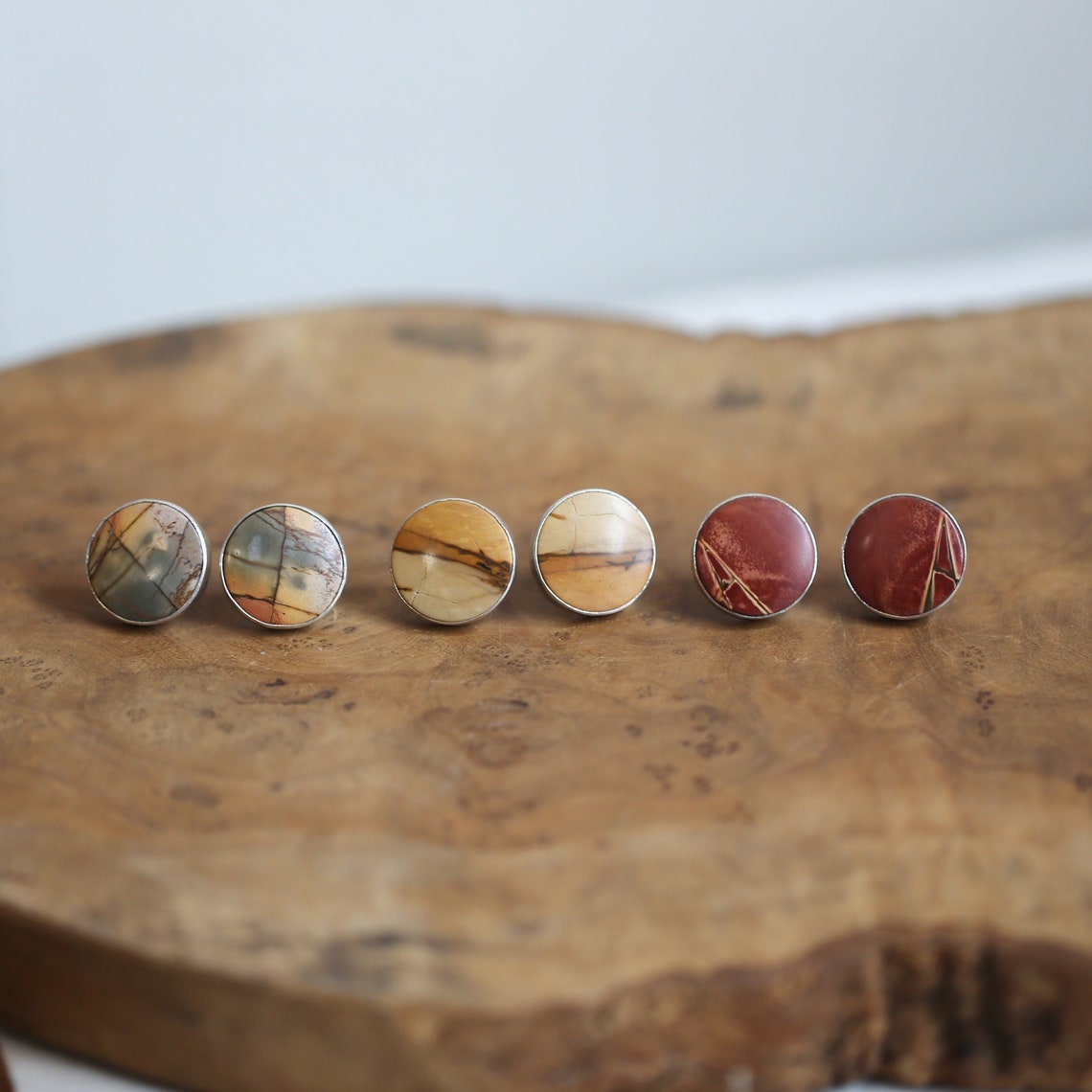 Red Creek Jasper Big Posts - Sterling Silver - Round Jasper Studs ...