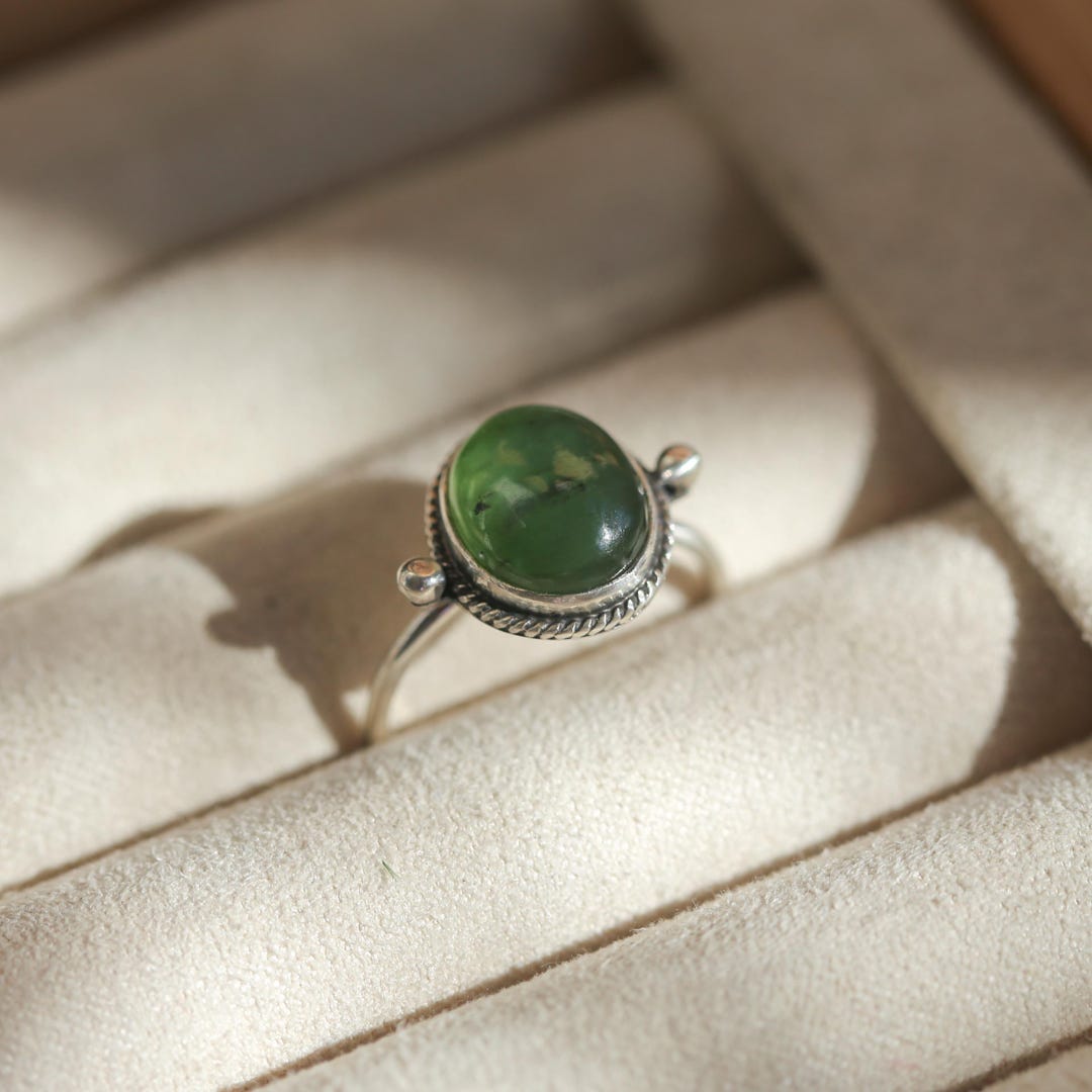 Nephrite Jade Ring - Sterling Silver Silversmith Ring - Etsy