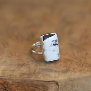White Buffalo Statement Ring - White Buffalo Rectangle Ring ...