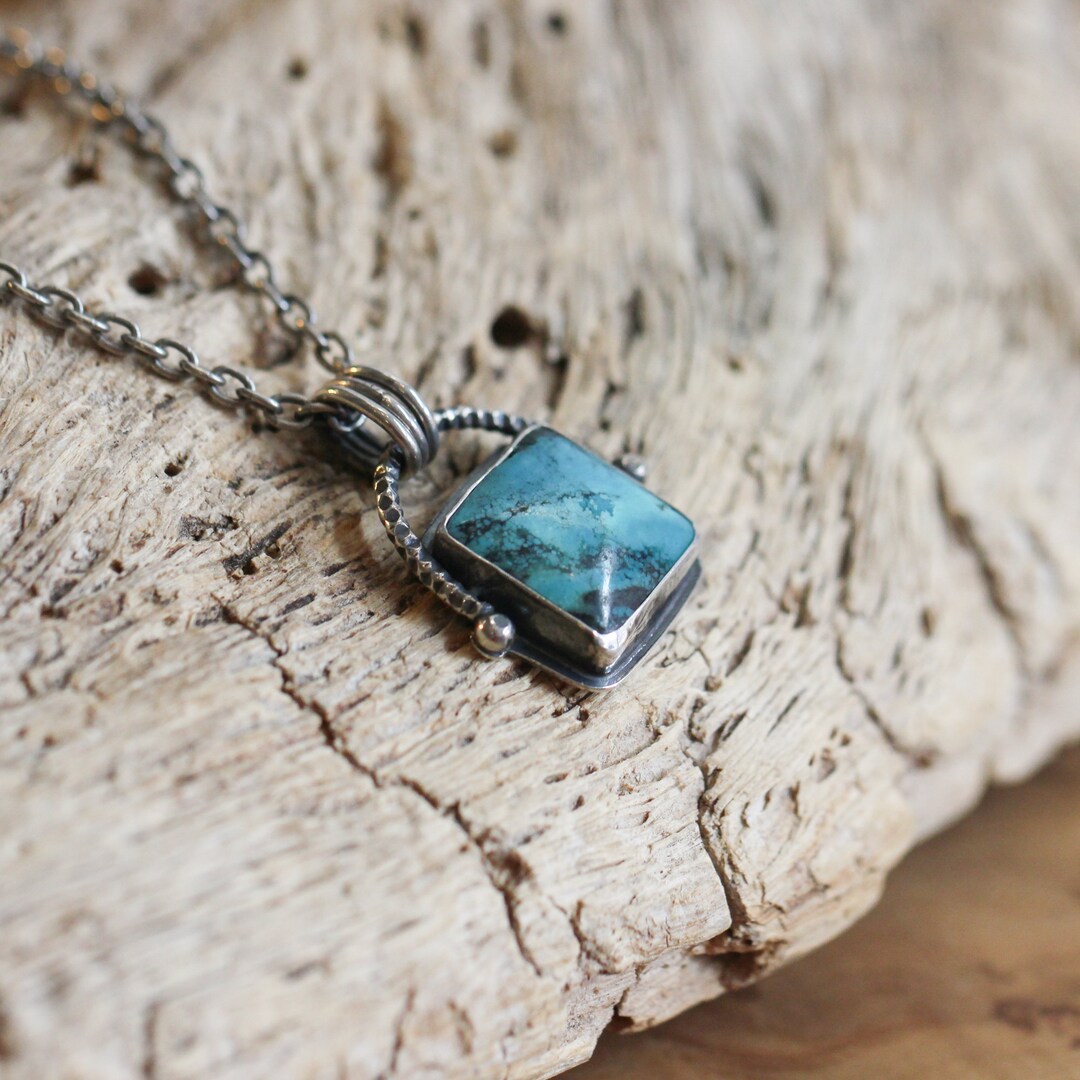 Chelsea Necklace - Turquoise Pendant - Sterling Silver Necklace ...