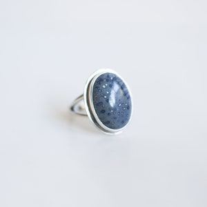 Blue Sponge Coral Ring - .925 Sterling Silver - Cornflower Blue Coral ...
