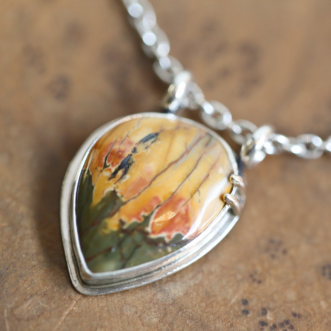 Red Creek Jasper Necklace - Jasper Pendant With 14K Solid Gold Accents - OOAK - Etsy