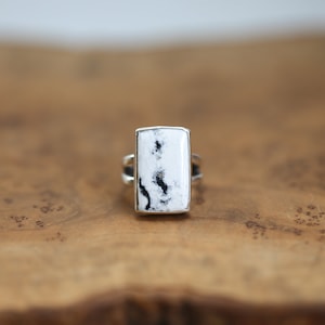 White Buffalo Statement Ring White Buffalo Rectangle Ring Silversmith ...