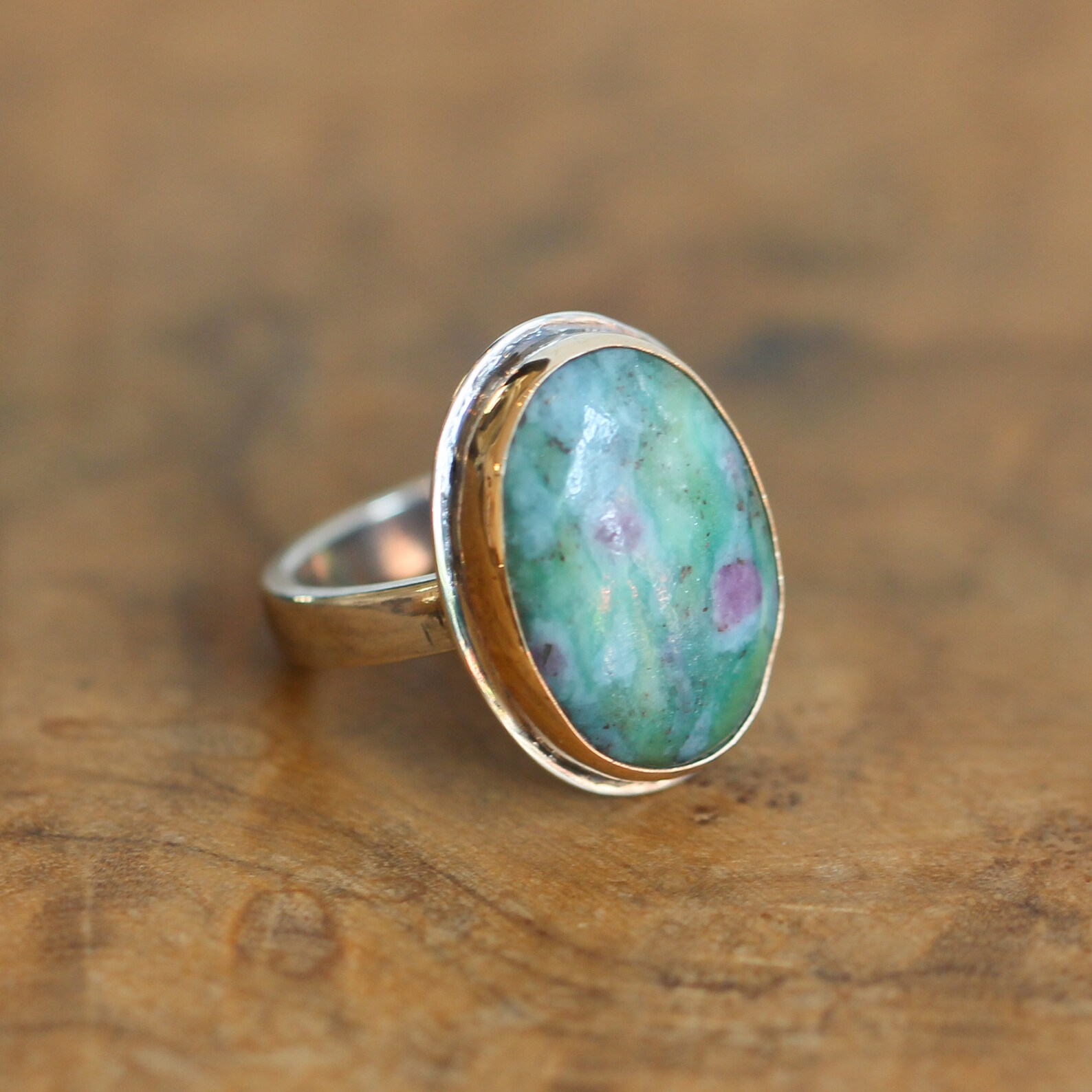 Ruby in Fuchsite Ring - Choose Your Stone - Boho Ring - .925 Sterling ...