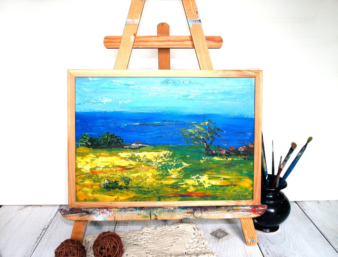 Blue Landscape, Seashore, Small Picture in a Frame, 8,5" X 12" - Etsy